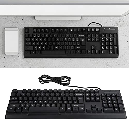 Hilitand Rechargeable Wired Gaming Keyboard, RGB Backlit Keyboard, Slim, Ergonomic 104 Keys, Quiet, for PC Desktop, Computer, PC(Black)