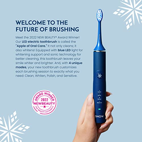 Snow LED Electric Toothbrush - Rechargeable Electronic Brush for Adults - Sonic Technology w/LED Light Whitening & Cleaning Powered w/Sonic Technology for Oral Routine - Polar Blue