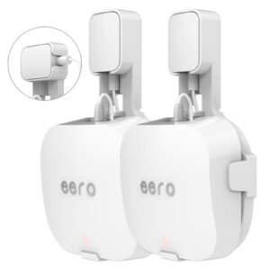 puuuci outlet wall mount holder stand for eero pro 6e & eero pro 6 home wifi router - a space-saving accessory for eero pro 6e/6 with cord management, supports vertical or horizontal outlets (2-pack)