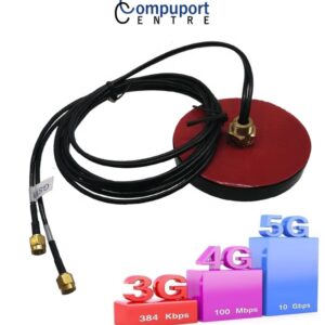 CompuPort 5G LTE Puck Antenna Omni-Directional high-gain MIMO Dual Diversity with SMA Male 15' Cables, Works with Sierra Airlink, Microhard, Digi, Teltonika, Cradlepoint and Any SMA 4G/5G Gateways.