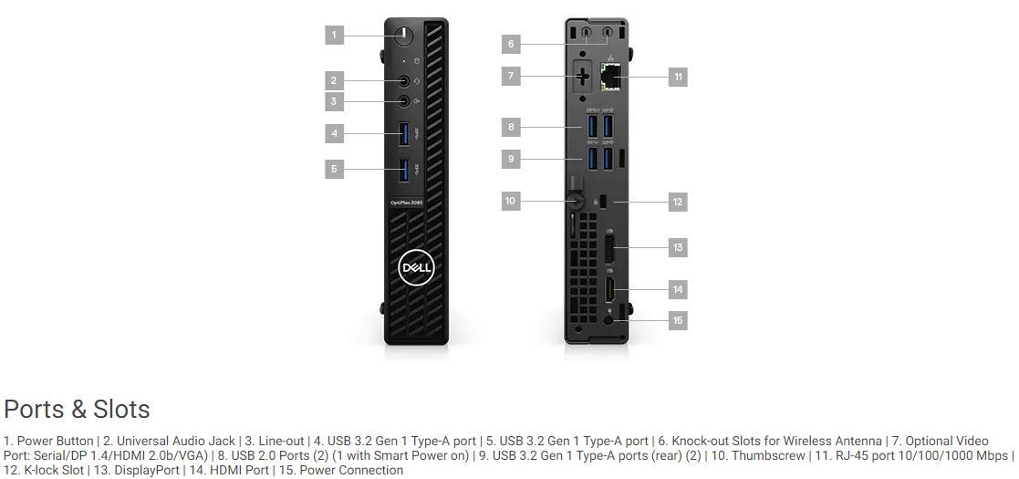 2021 Newest Dell OptiPlex 3080 Micro Form Factor Business Desktop, Intel Core i5-10500T, 32GB DDR4 RAM, 1TB SSD + 2TB HDD, WiFi, HDMI, Bluetooth, Windows 10 Pro (Renewed)