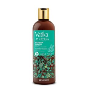 vatika ayurveda volumizing shampoo - volumize fine hair, thickening salon shampoo contains indian gooseberry (amla) + soap berry (shikakai) essential for hair volume & shine, 400ml (for kapha)