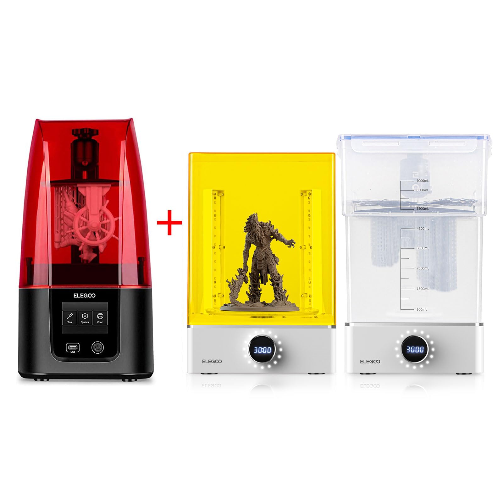 ELEGOO Mars 3 Resin 3D Printer and ELEGOO Mercury X Bundle Wash and Cure Station