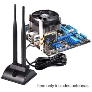 2.4GHz 5GHz Dual Band RP-SMA Male WiFi Antenna + IPEX MHF4 to RP-SMA Female Cable 9.8 inch for M.2 NGFF Network Card PC Computer