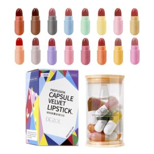 swetiyou pill lipstick capsules, 16 pcs mini matte lipstick set cute capsule waterproof lipstick long lasting mini capsules lipstick velvet matte lipstick set 0.035lb