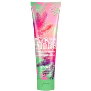 devoted creations vacay vibes tanning lotion – indoor/outdoor tropical bronzing cocktail infused with skin quenching watermelon and guava extracts, plus electrolyte enhanced coconut water – 8.5 oz.