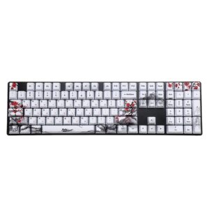 keycap set 110 keys plum blossom keycap set oem profile pbt sublimation keycaps for gaming keyboard (color : white+grey, size : 110 keys)