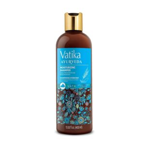 vatika ayurveda moisturizing shampoo for dry, damaged, frizzy and curly hair, deep hydration & moisture for scalp and hair health - natural oils from licorice root & bacopa monnieri, 400 ml (for vatā)