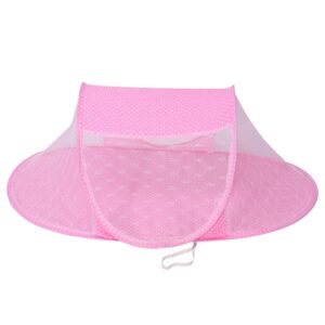 raguso crib net, soft baby net easy to carry infant bed net for outdoor activities(pink)