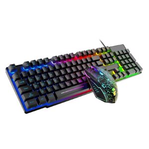 SPLD Keyboard Computers Accessories Gaming Keyboard RGB Backlit Keyboard USB Wired Gaming Mouse Set Keyboard Mouse Kit Ergonomic Mechanical Feel For PC Laptop