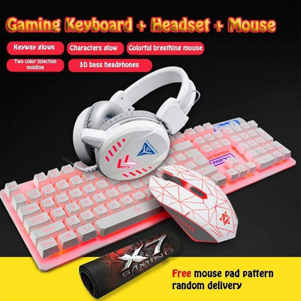 SPLD Keyboards Gaming Keyboard 4Pcs Keyboard Gaming Mouse Computer Backlight Headset Waterproof Mouse Pad