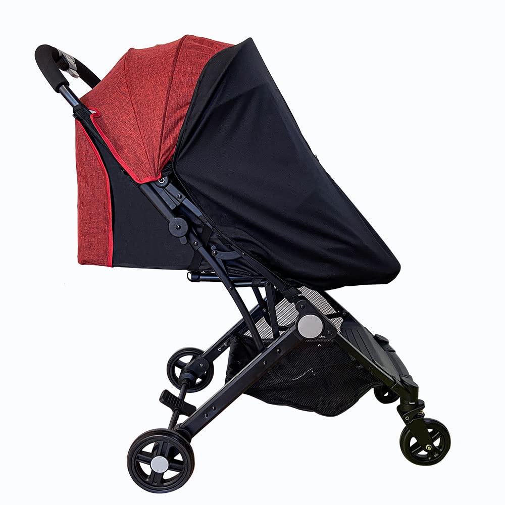 Stroller Sun Shade Cover, Mesh Universal Adjustable UV Sun Sleep Shade for Baby Stollers, Blackout Stoller Cover, Protect from Rain Wind Snow Dust Insect, Ventilate and Easy to Install (Black)