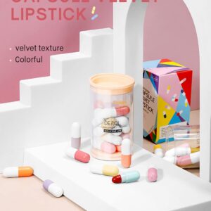 SWETIYOU Pill Lipstick Capsules, 16 Pcs Mini Matte Lipstick Set Cute Capsule Waterproof Lipstick Long Lasting Mini Capsules Lipstick Velvet Matte Lipstick Set 0.035lb