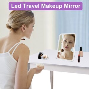 Flymiro Lighted Makeup Mirror with Lights, Vanity Mirror with LED Brightness Adjustable Portable USB Rechargeable, Light Up Tabletop Cosmetic Compact Mirror for Makeup,Travel,Women Gift