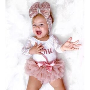 CIYCUIT Baby Girl First Birthday Outfit Lace Tutu Skirt Set One Year Old Birthday Cake Smash Outfit 12-18 Months