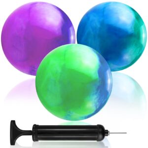 wyomer 3 pack 10-inch marbleized bouncy balls outdoor playballs colorful bouncy toys balls cloud bouncing balls with pump