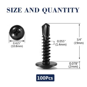 #8 x 3/4" Sheet Metal Screws 100Pcs 410 Stainless Steel Truss Head Fast Self Tapping Screws Black Oxide by SG TZH