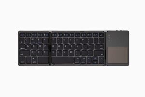 ares ultra slim pocket foldable bluetooth wireless keyboard with touchpad (black)