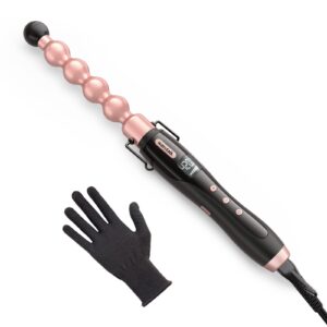 wavytalk bubble wand curling iron, ceramic 1 inch bubble curling wand for short & long hair, spiral, with adjustable temp, dual voltage, include heat resistant glove