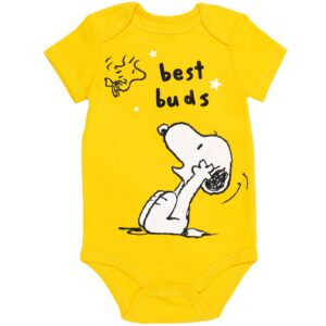 Peanuts Snoopy Charlie Brown Baby Boys 5 Pack Short Sleeve Bodysuit Multi 3-6 Months