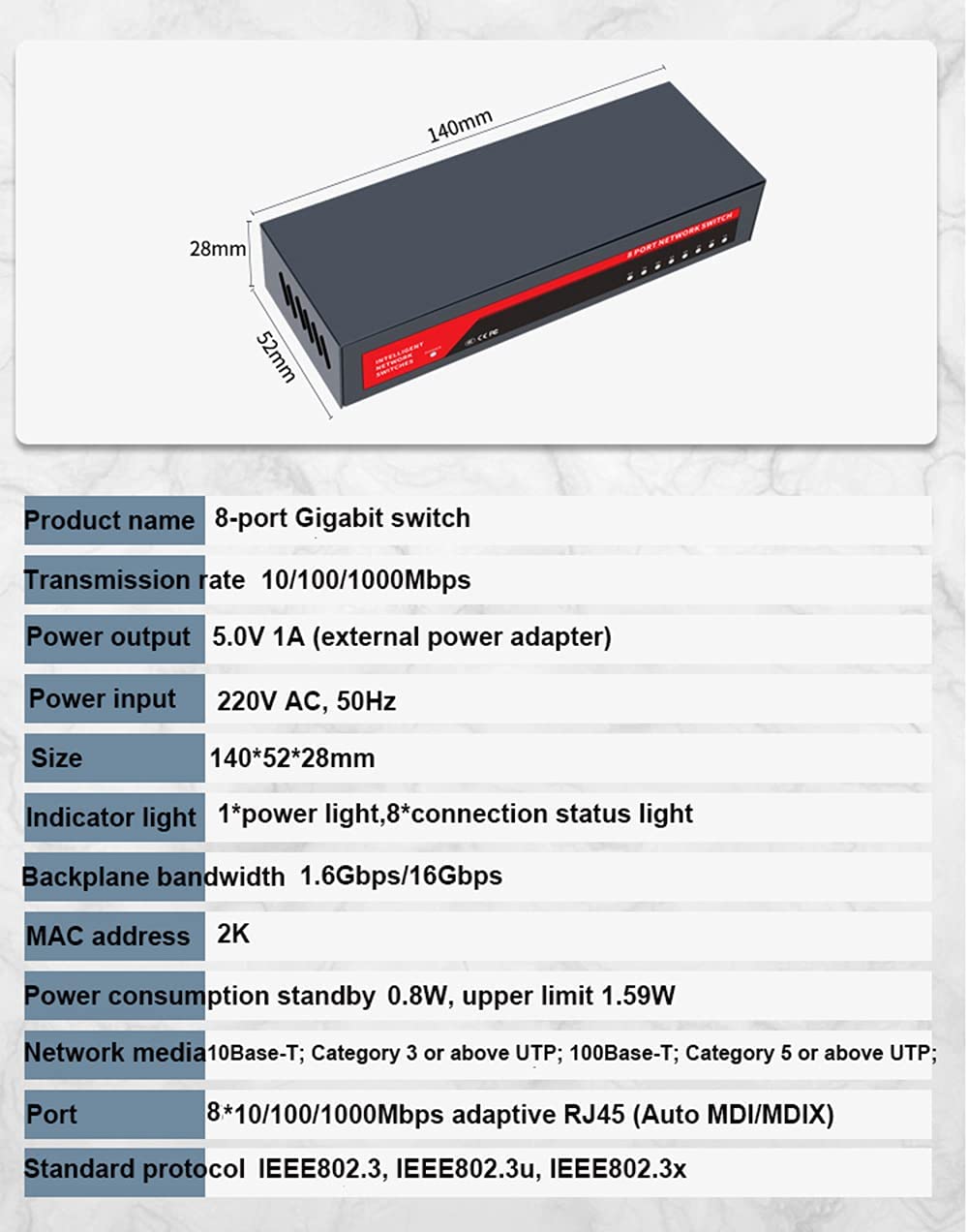 KuWFi Bundle of Goods 2.4G Wireless WiFi Bridge and 8 Ports Gigabit Ethernet Network Switch