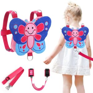 toddler leash for girls, 4-in-1 toddler safety harness leash, anti lost wrist link safety wrist for toddlers, child, babies & kids, backpack leash for toddlers (upgraded butterfly)