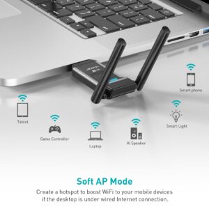 EDUP LOVE AX1800M USB WiFi 6 Adapter 802.11ax for PC, USB 3.0 WiFi Dongle Dual Band 5Ghz/2.4Ghz High Gain Dual Antennas MU-MIMO Wireless Network Adapter for PC Desktop Laptop Supports Windows 11/10/7