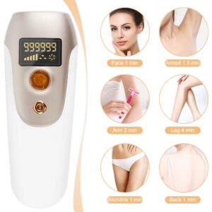 EzyGenix IPL Hair Removal for Women 999,999 Flashes Permanent Hair Removal Device on Armpits Back Legs Arms Face Bikini Line, Suitable for Home/Travel