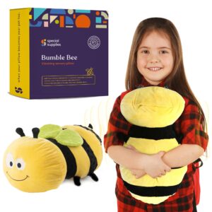 special supplies bumble bee sensory vibrating pillow, pressure activated for kids and adults, plush minky soft with textured therapy stimulation bumps. size: 11 by 20 inches