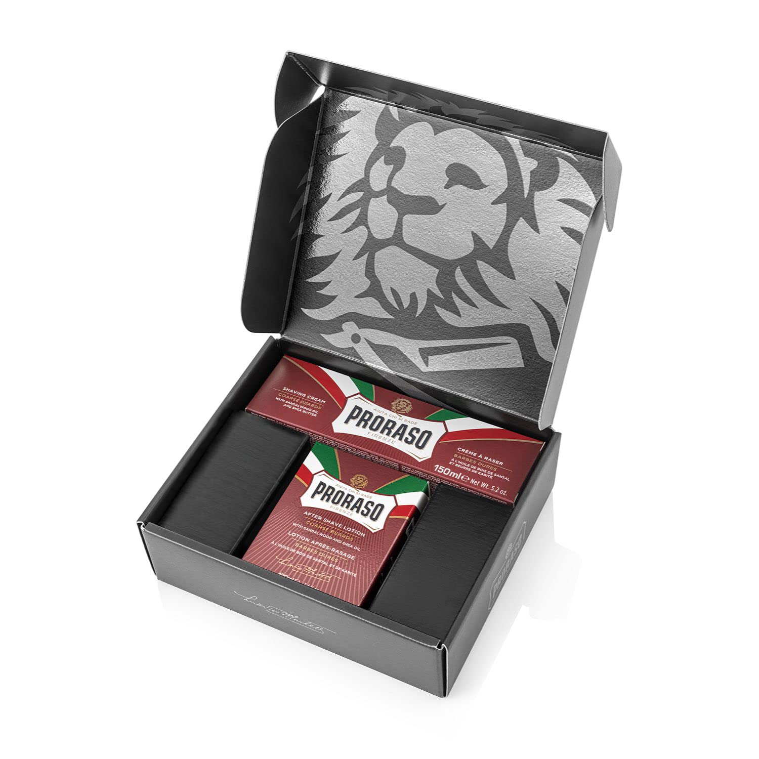 Proraso Nourishing Shaving Kit for Men | Gift Box with Skin Soothing Shaving Cream & After Shave Lotion with Sandalwood for Coarse, Curly Beards