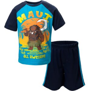 disney maui moana infant baby boys boy's graphic t-shirt and mesh shorts outfit set blue 18-24 months