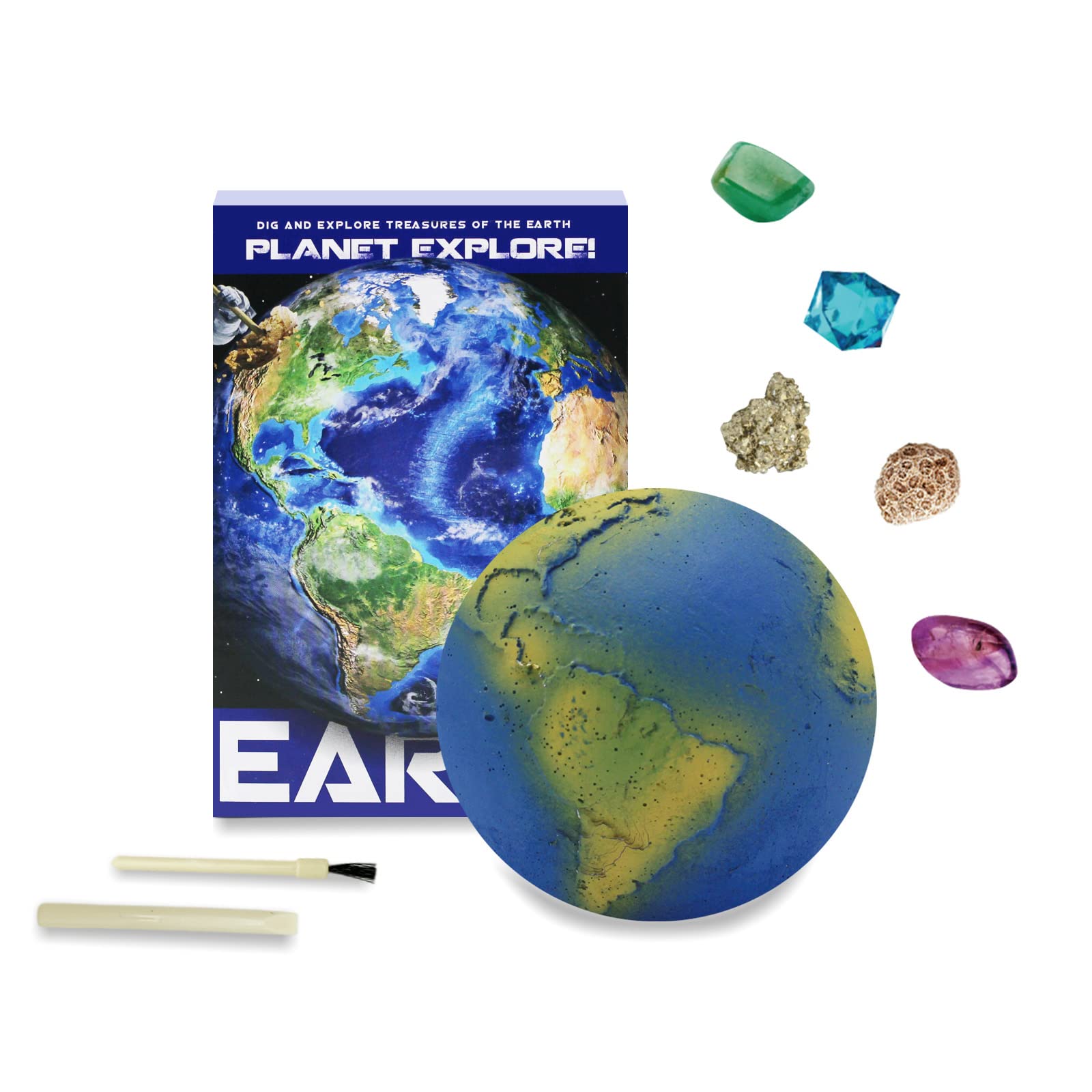 Eayaele Solar System Earth 5 Gem Digging Gemstone Sale Rock Mining Dig Kit for Kids Planet Explore Stone Mega Dig Up Gems Kit