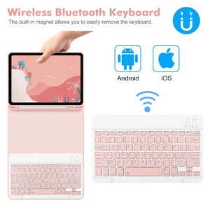 GOKOCO Keyboard case for iPad Air 6th 11 inch 2024 M2,iPad Air 5th Gen 10.9 Inch Keyboard Case 2022,Detachable Bluetooth Keyboard Cover for iPad Air 4th Gen 2020 with Pencil Holder,Auto Sleep-Pink