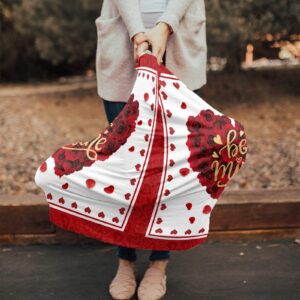 Baby Nursing Cover Carseat Canopy Valentines Love Heart Rose Red Floral Breathable Privacy Breastfeeding Scarf Gold Quotes White Multi Use Car Seat Covers for Boys or Girls