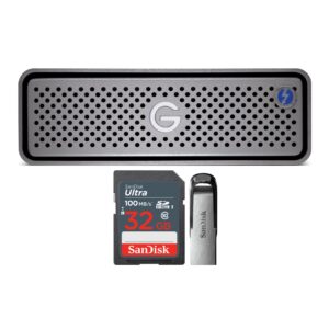 sandisk professional 12tb g-drive pro thunderbolt 3 external hdd (space gray) bundle with 32gb storage (3 items)