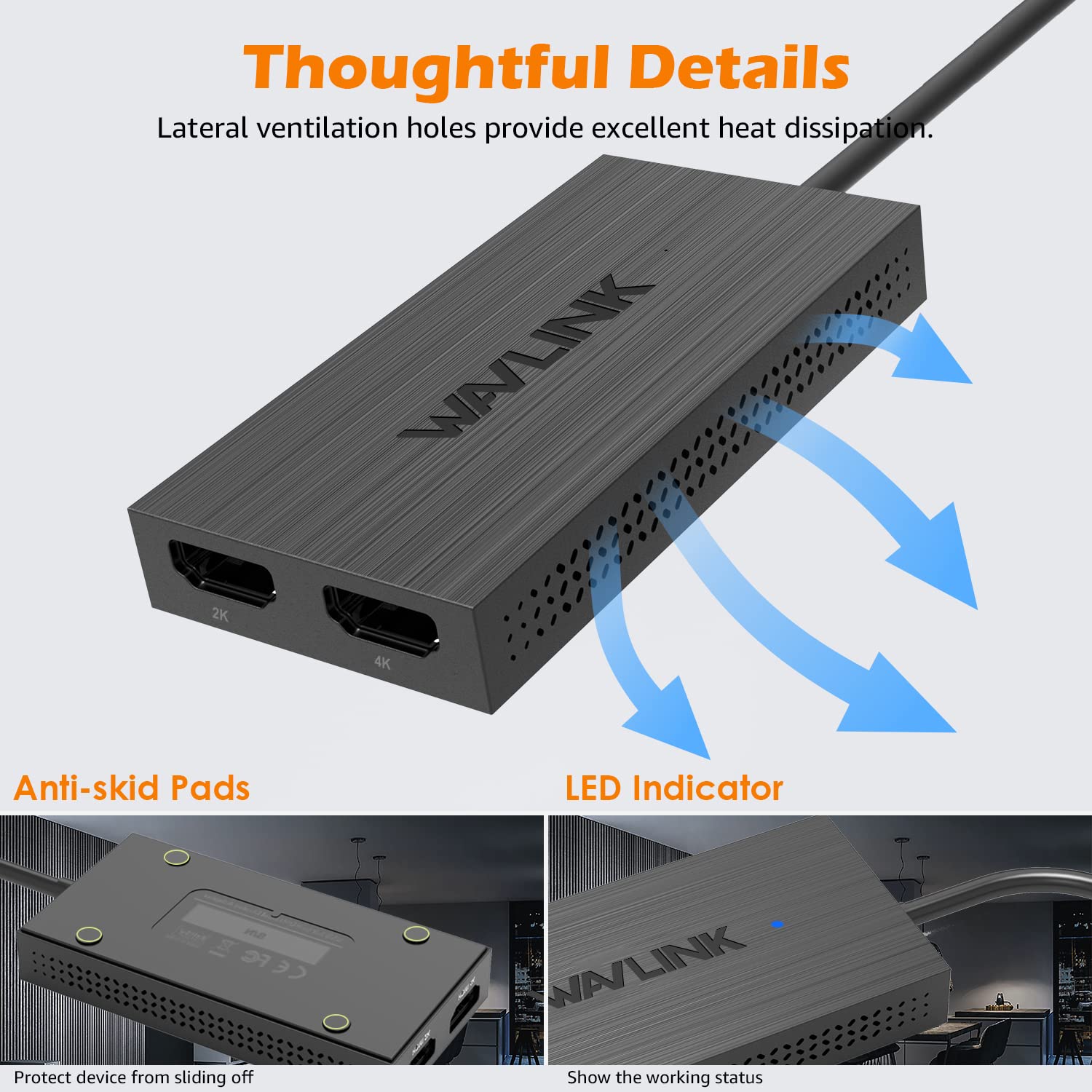 WAVLINK USB C or USB 3.0 to Dual HDMI Adapter, 1080P@60Hz Dual Monitors for Windows 7/8/8.1/10/11, Mac OS 10.10+, ChromeOS, Android,Thunderbolt 3/4, Not Compatible with Linux, iPad OS