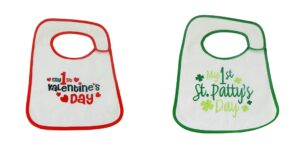 hello baby wonder valentine's & st. patty's day bib set - 2pk