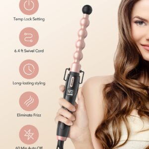 Wavytalk Bubble Wand Curling Iron, Ceramic 1 Inch Bubble Curling Wand for Short & Long Hair, Spiral, with Adjustable Temp, Dual Voltage, Include Heat Resistant Glove