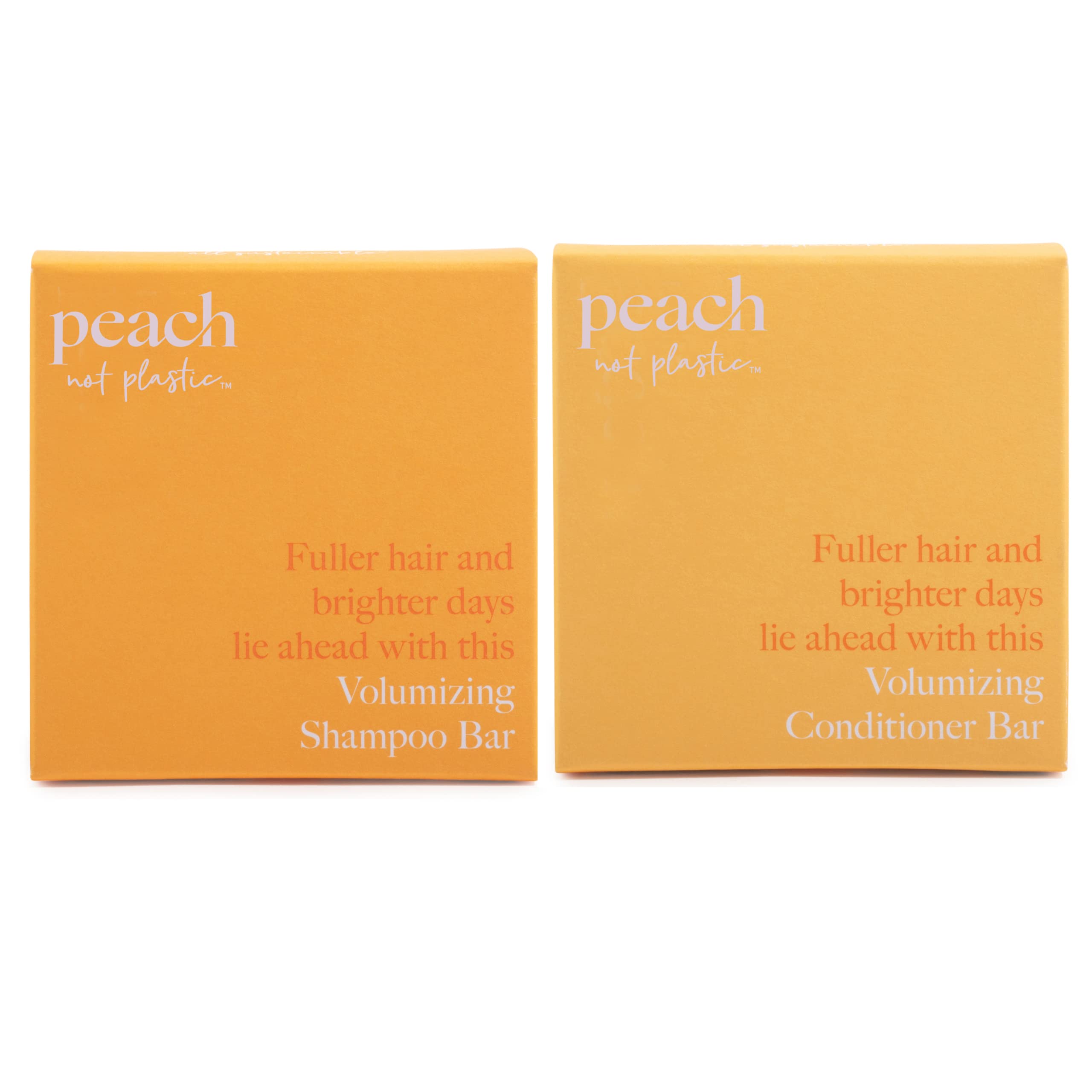 Peach not Plastic Shampoo and Conditioner Bar Set - Volumizing for Fine & Flat Hair, Leaves Hair Full & Voluminous, Plant Based, Vegan & Eco Friendly, 2 Bars