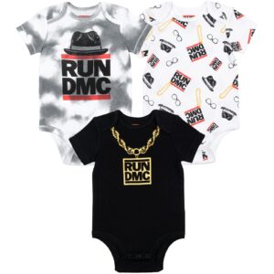 run--dmc hip hop newborn baby boys 3 pack bodysuits black/white/gray 6-9 months