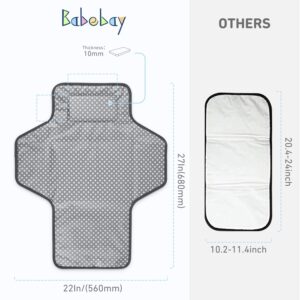 Changing Pad Cover & Portable Changing Pad - Babebay Ultra Soft Minky Dots Plush Changing Table Covers 2 Pack & Portable Travel Baby Changing Pads Waterproof for Baby 1 Pack