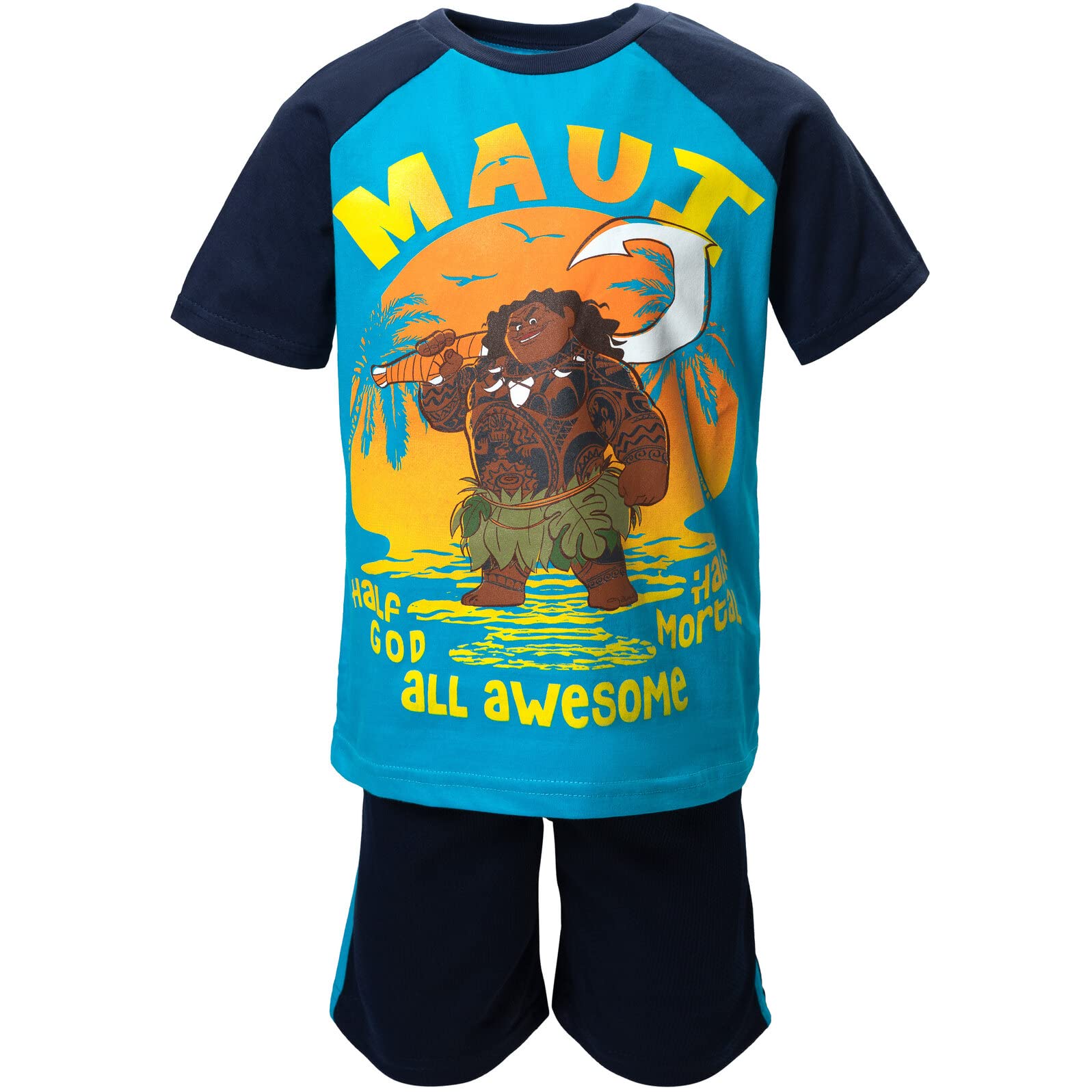 Disney Maui Moana Infant Baby Boys Boy's Graphic T-Shirt and Mesh Shorts Outfit Set Blue 18-24 Months