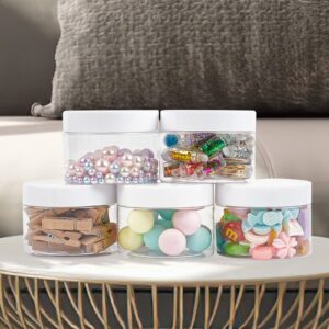 12 Pack 4 oz Small Plastic Containers with Lids and Labels, Clear Round Empty Jars Refillable Cosmetic Jars for Body Butter, Lotion, Body Scrub and Face Cream