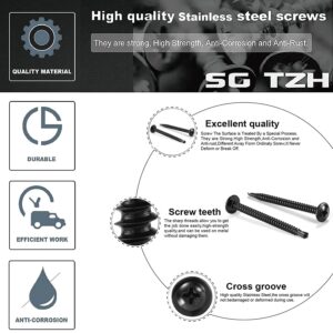 #8 x 3/4" Sheet Metal Screws 100Pcs 410 Stainless Steel Truss Head Fast Self Tapping Screws Black Oxide by SG TZH