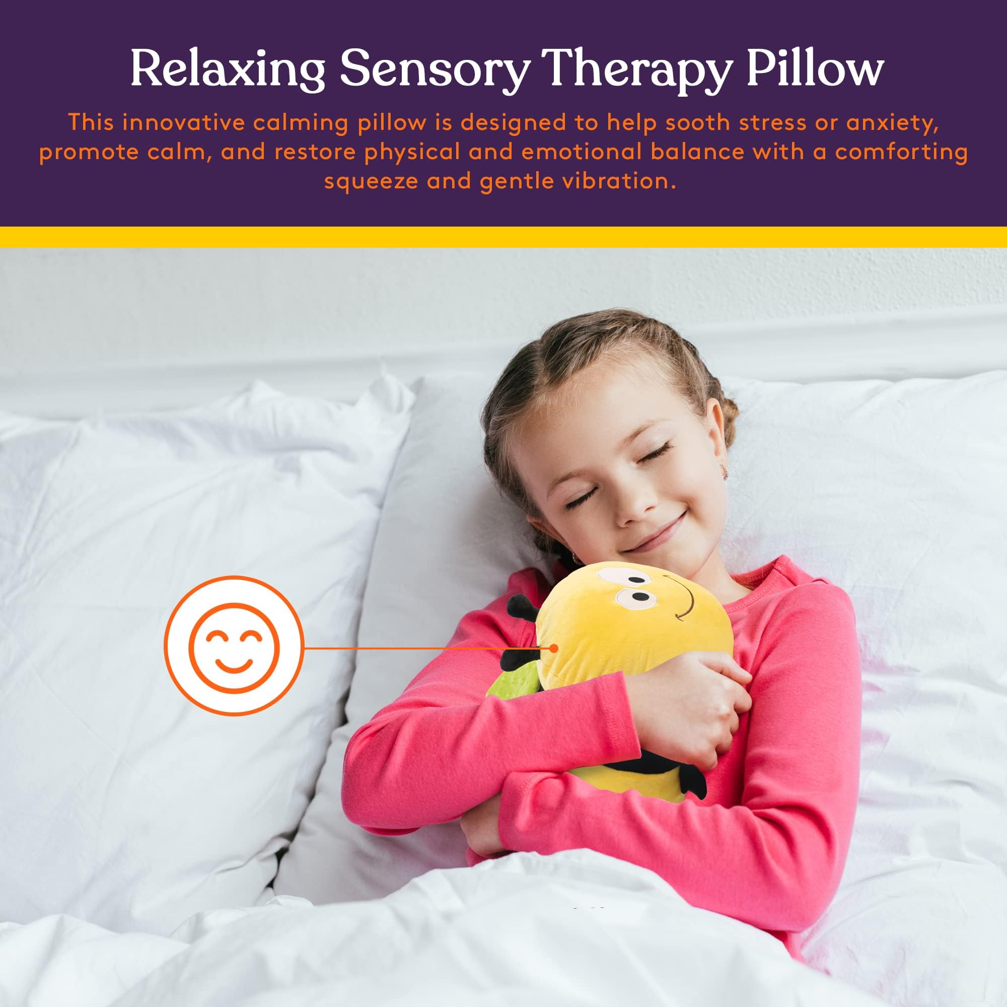 Special Supplies Bumble Bee Sensory Vibrating Pillow, Pressure Activated for Kids and Adults, Plush Minky Soft with Textured Therapy Stimulation Bumps. Size: 11 by 20 inches