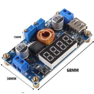 Aobao 2pcs XL4015E 5A DC-DC Step Down Power Module Adjustable DC-DC Buck Converter High Power 5-36V to 1.25-36V Reduced Voltage Regulator Module with LED Display and USB Output