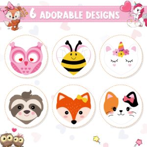 600 Pieces Valentine Roll Stickers for Kids Valentine's Day Heart Shaped Animal Sticker Heart Labels Greeting Cards Envelope Sealing for Valentines Day Classroom School Decoration Accessories