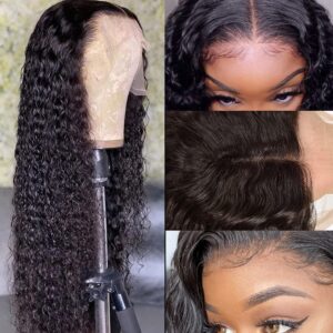 Tipiuli Water Wave Lace Front Wigs Human Hair 13x4 Lace Frontal Wigs Human Hair Wigs for Black Women Human Hair Lace Front Wigs Pre Plucked with Baby Hair Natural Color (20 Inch)