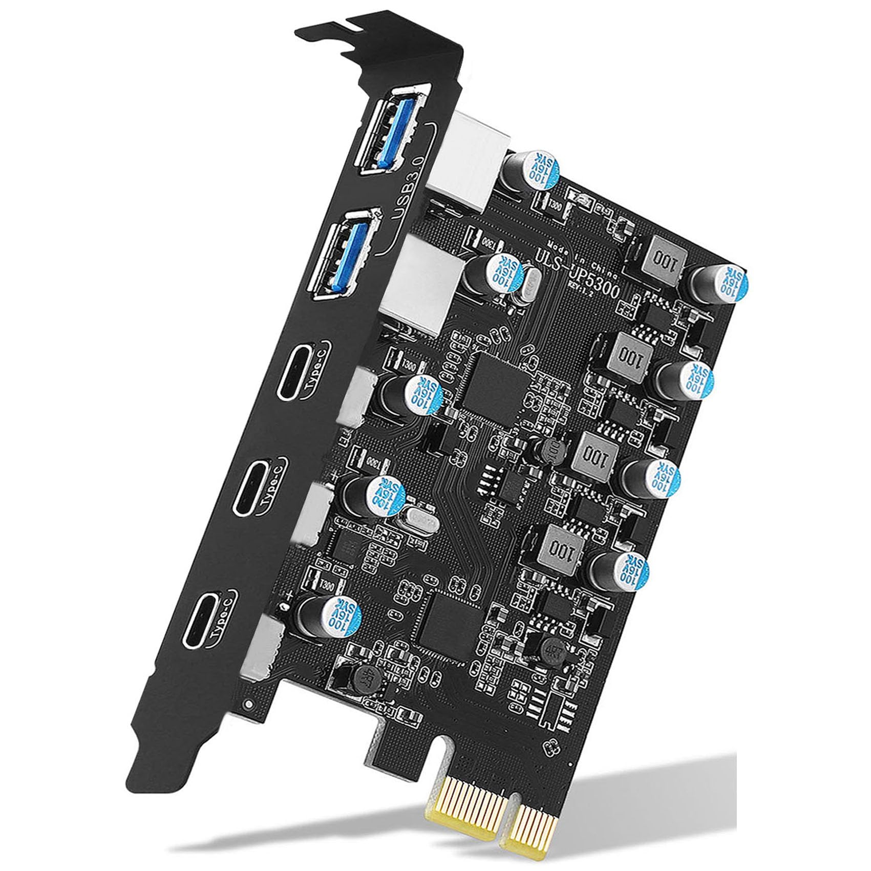 YEELIYA USB PCIE Card 5-Port (3X USB C,2X USB 3.0-A) PCI Express Expansion Card Desktop PC Internal USB hub for Windows 10/8/7 and MAC OS 10.8.2 Above