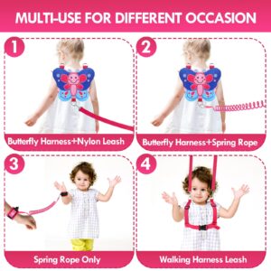 Toddler Leash for Girls, 4-in-1 Toddler Safety Harness Leash, Anti Lost Wrist Link Safety Wrist for Toddlers, Child, Babies & Kids, Backpack Leash for Toddlers (Upgraded Butterfly)